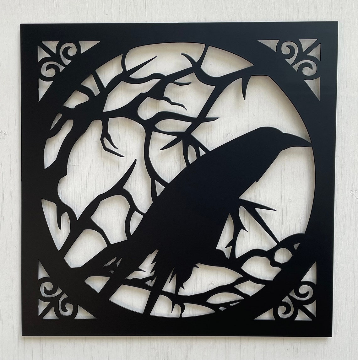 Metal Raven in the Trees Wall Art - Etsy