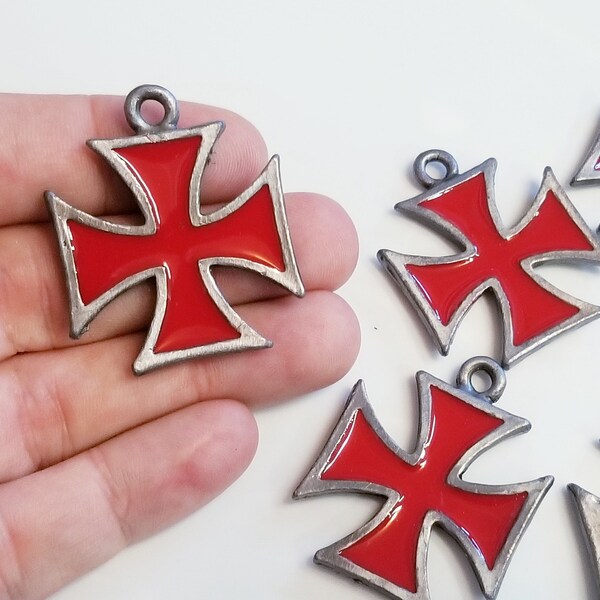 Red Enamel Cross - Etsy