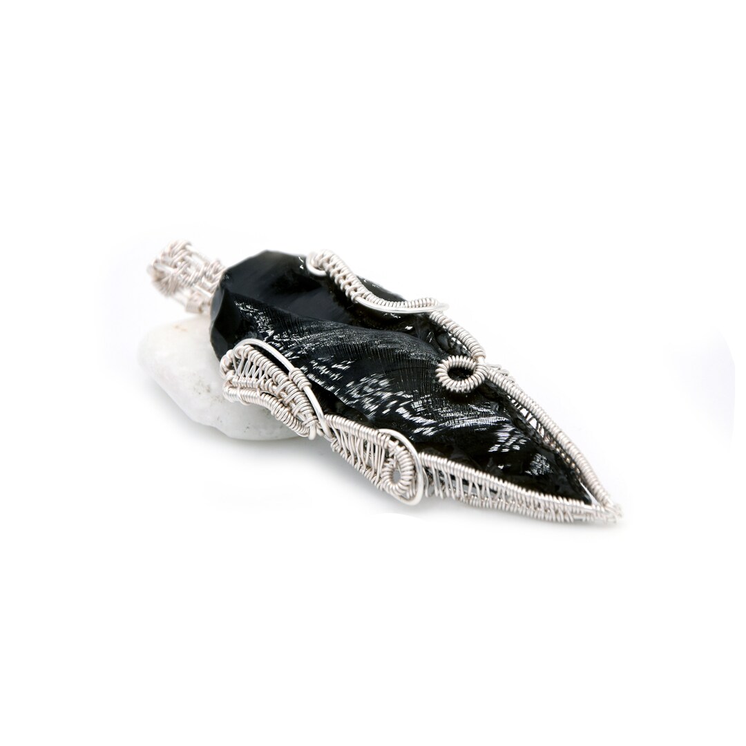 Obsidian Shard Pendant Wire Wrapped; Gift for Loved Ones; Birthday ...