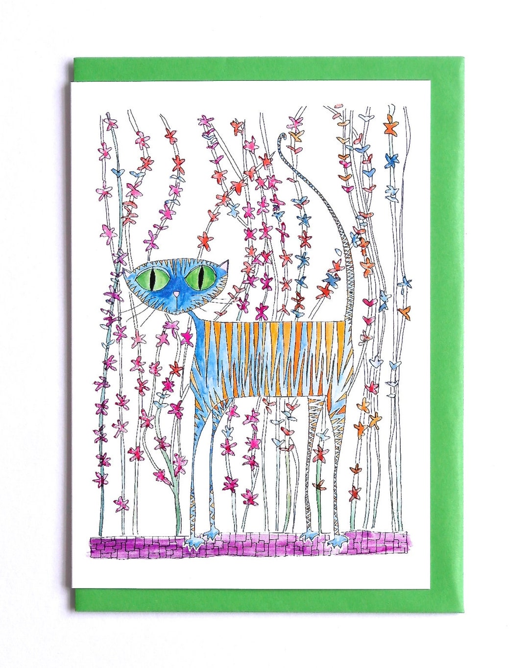 Cat Card, Cat Birthday Card, Cute Cat Card, Card for Cat Lovers, Tiger ...