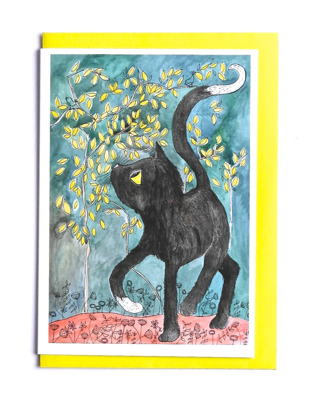 Cat Card, Kitten Card, Catkin Hand Illustrated Cat Card, Cute Cat Card ...