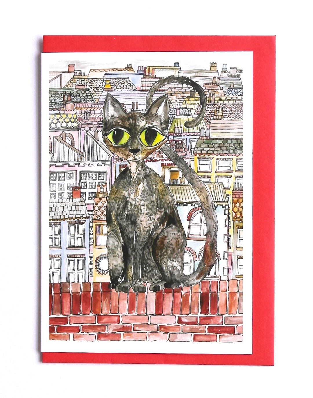 Cat Card, City Cat Card, Mali Illustrated City Cat Card - Etsy