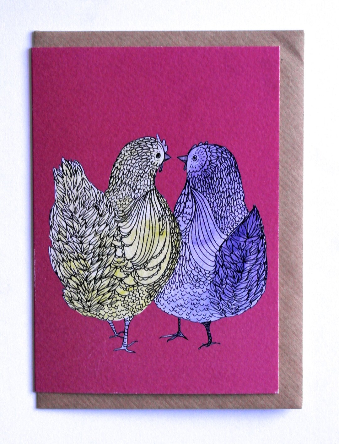 Chicken Card, Illustrated Chicken Card, Chicken Art Card, Elsie and ...