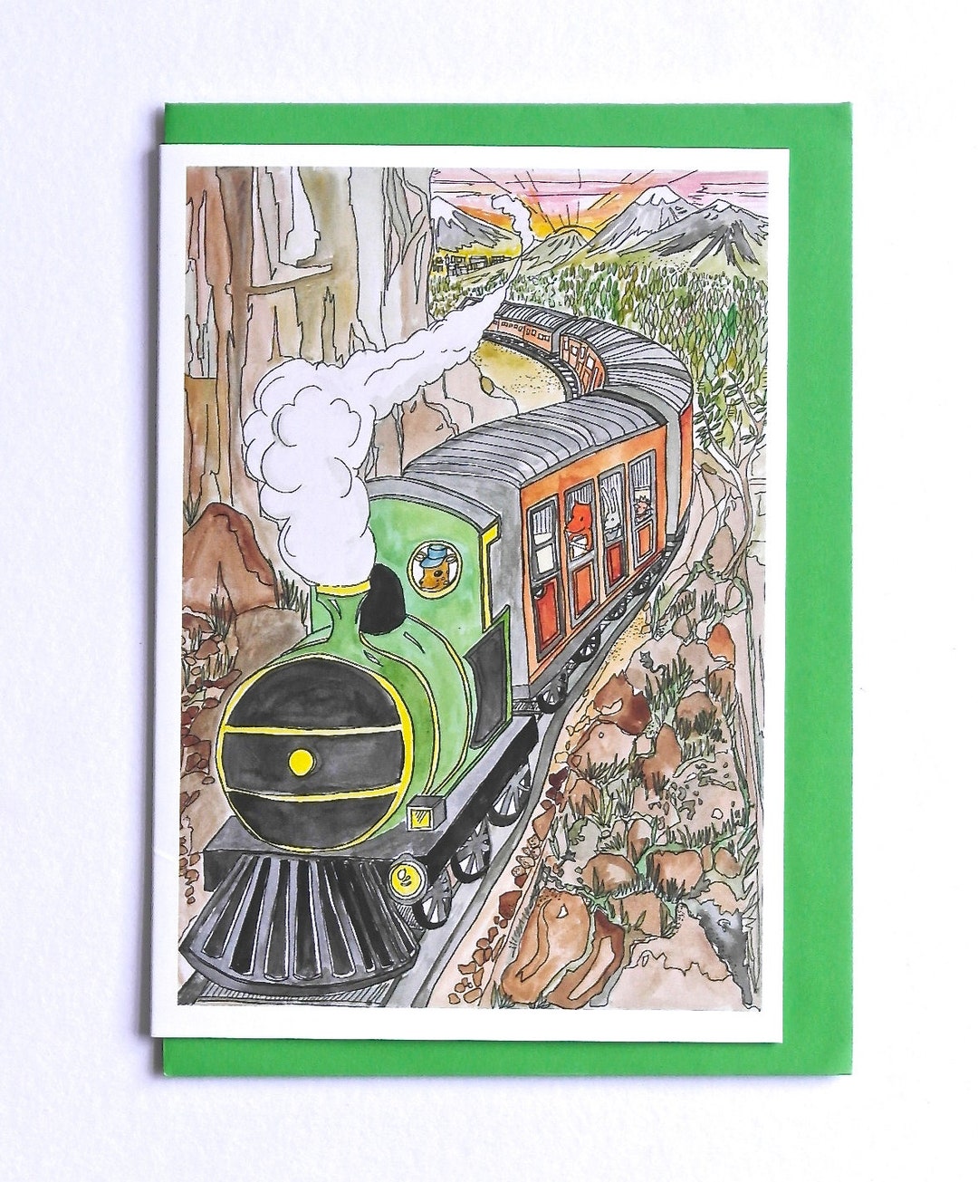 Train Card, Steam Train Card, Fox on a Train Card, Clickety Clack ...