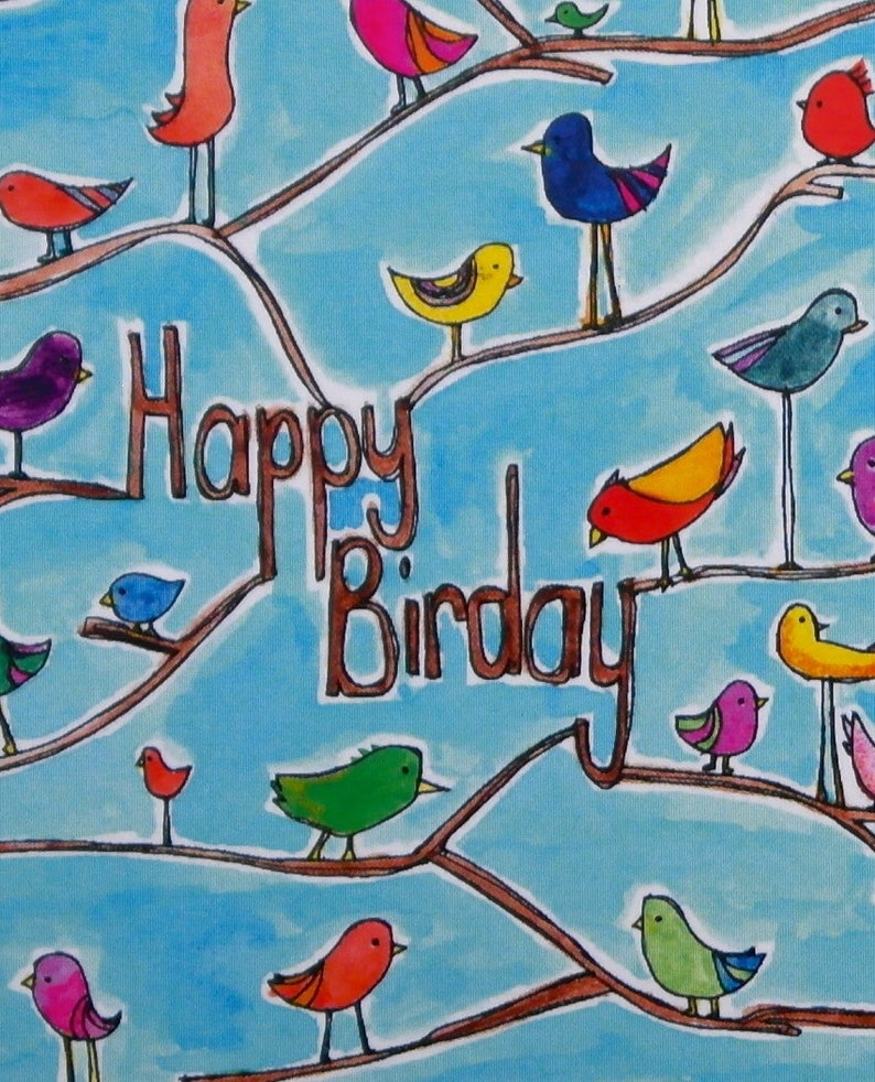 Bird Card Birthday Card Bird Birthday Card Happy Birday - Etsy