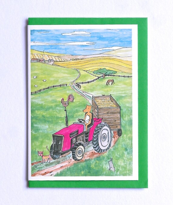 Tractor Card Farm Card Fox Card Tractor Birthday 1st | Etsy