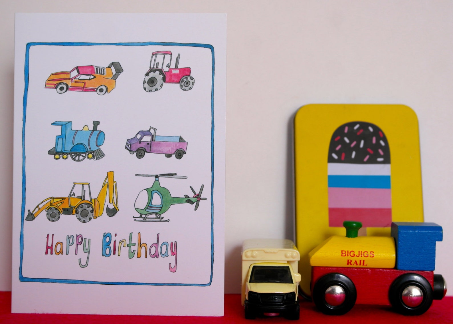 Happy Birthday Card, Illustrated Vehicles Card, Birthday Boy Card ...
