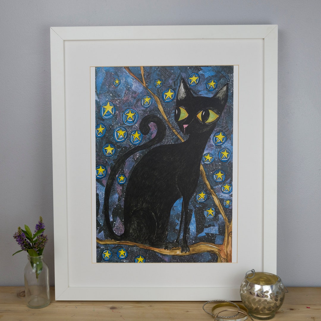 Black Cat Picture, Jenny the Cat. Cat Print, Cat Art, Cat Illustration ...