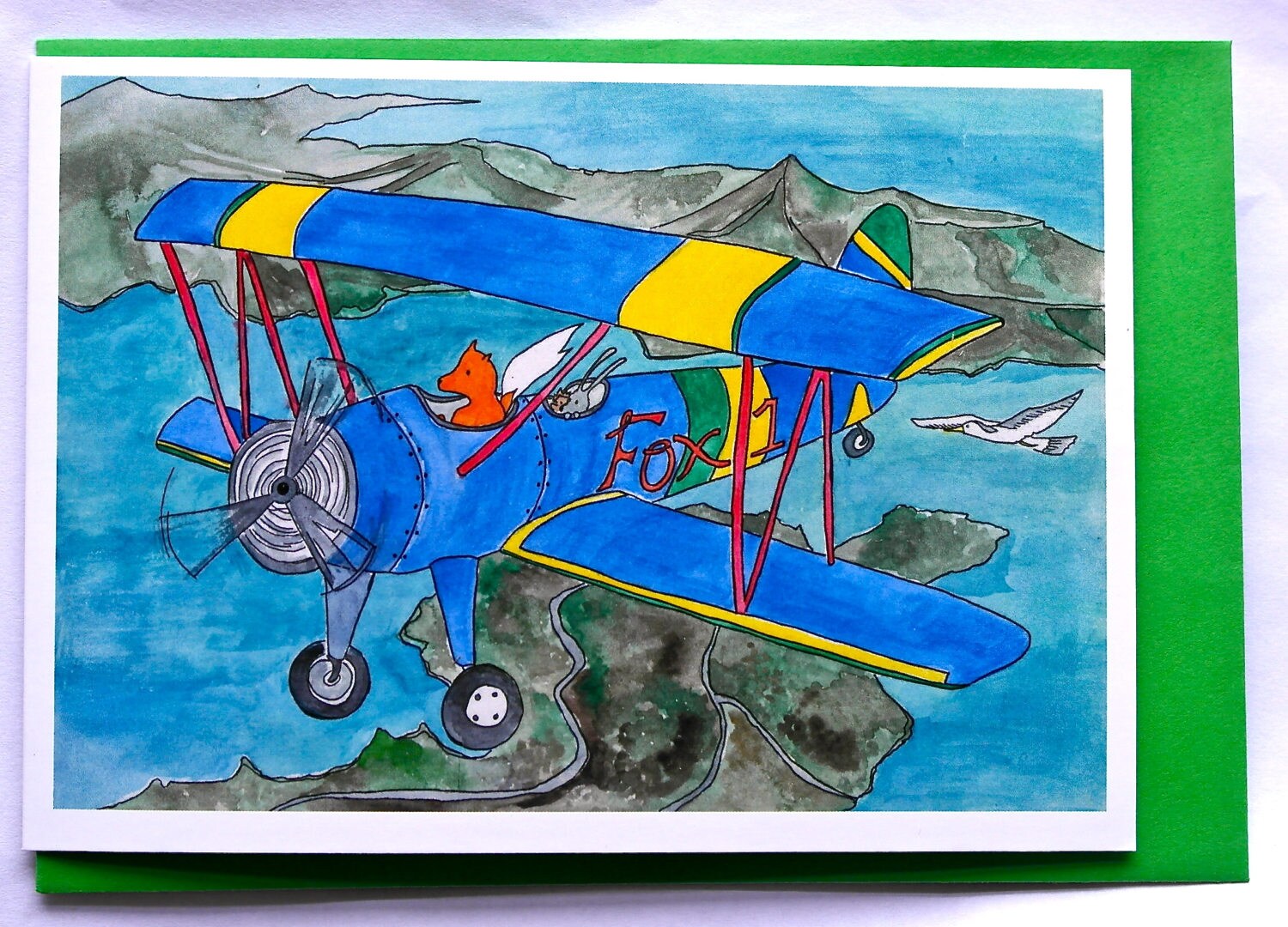 Plane Card Bi-plane Card Fox Card Card for Pilot Let's - Etsy
