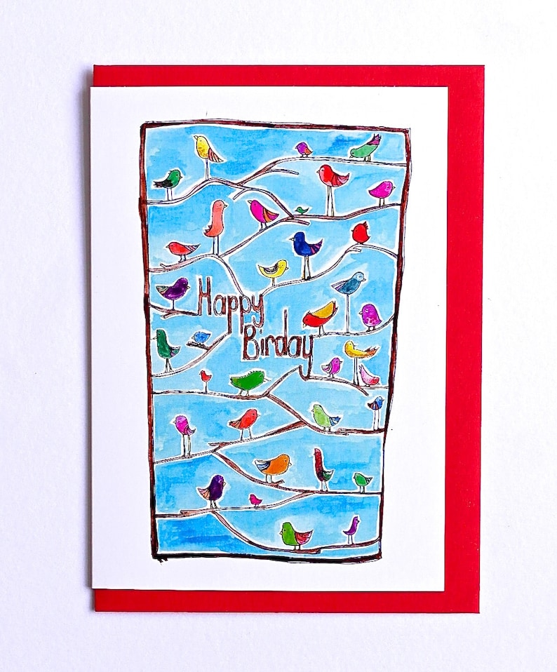 Bird Card Birthday Card Bird Birthday Card Happy Birday - Etsy