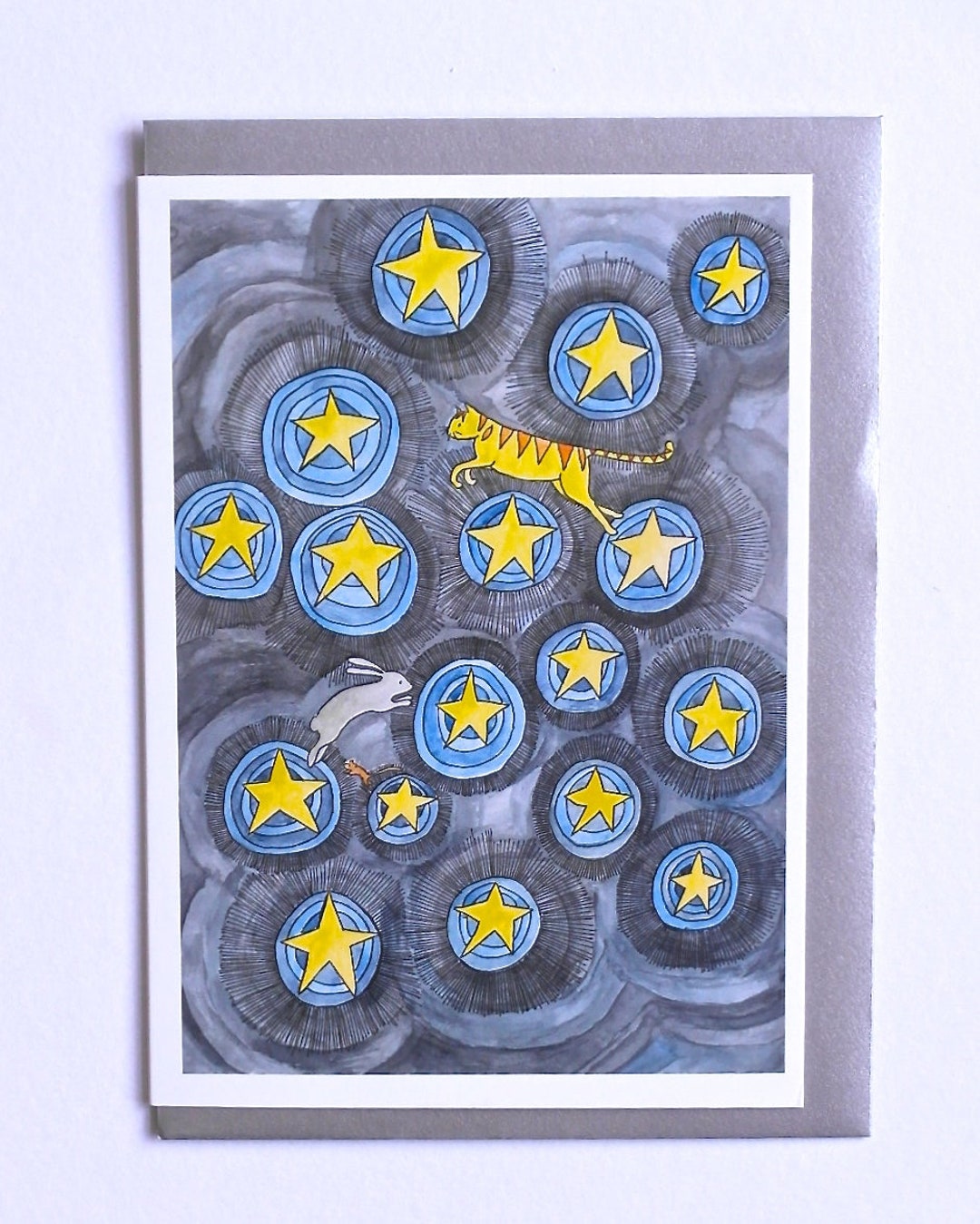 Stars Card, Star Jumping Card, Space Card, Animal Card - Etsy