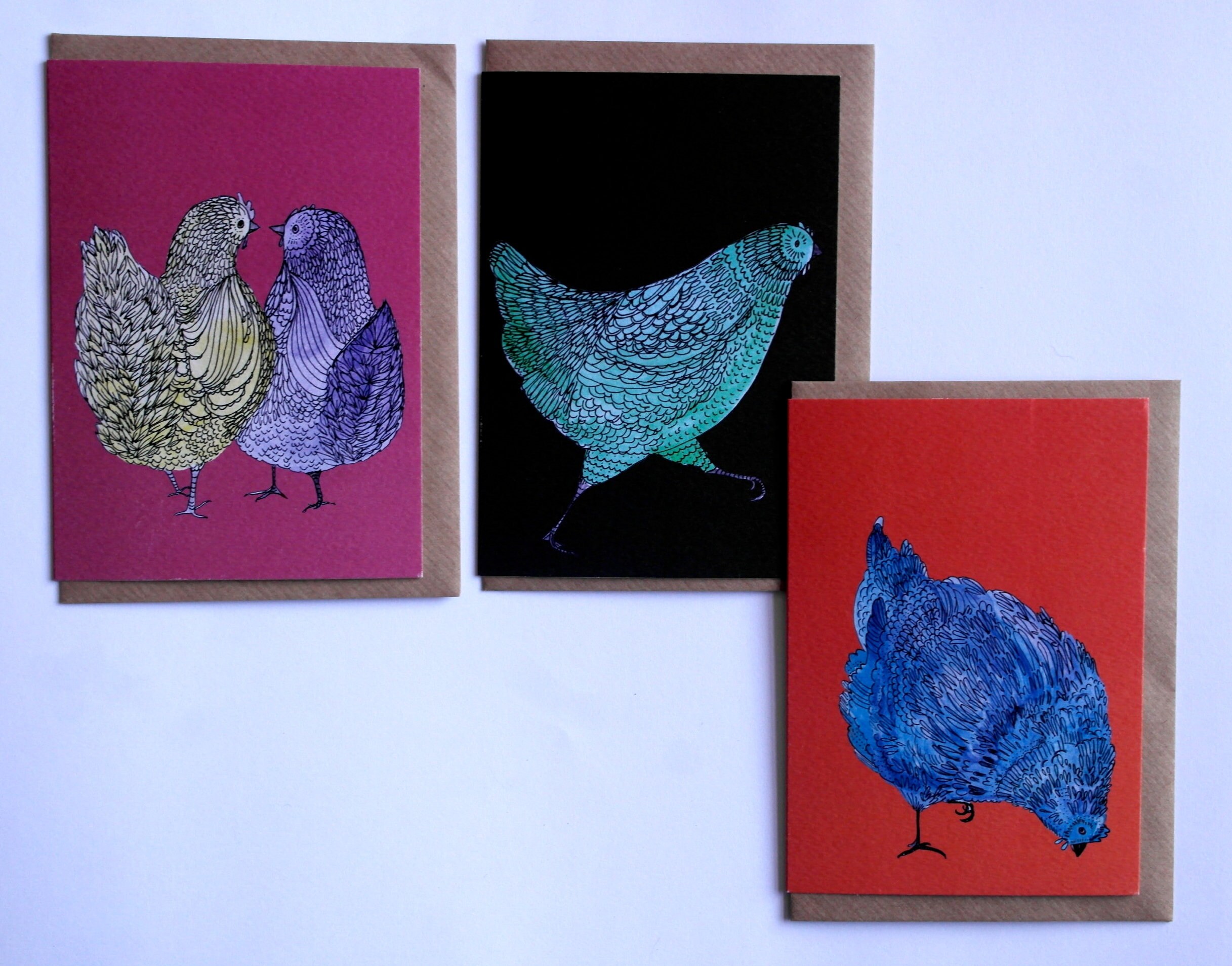 Chicken Card, Illustrated Chicken Card, Chicken Art Card, Elsie and ...