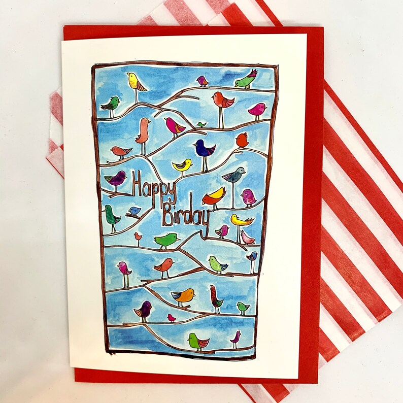 Bird Card Birthday Card Bird Birthday Card Happy Birday - Etsy