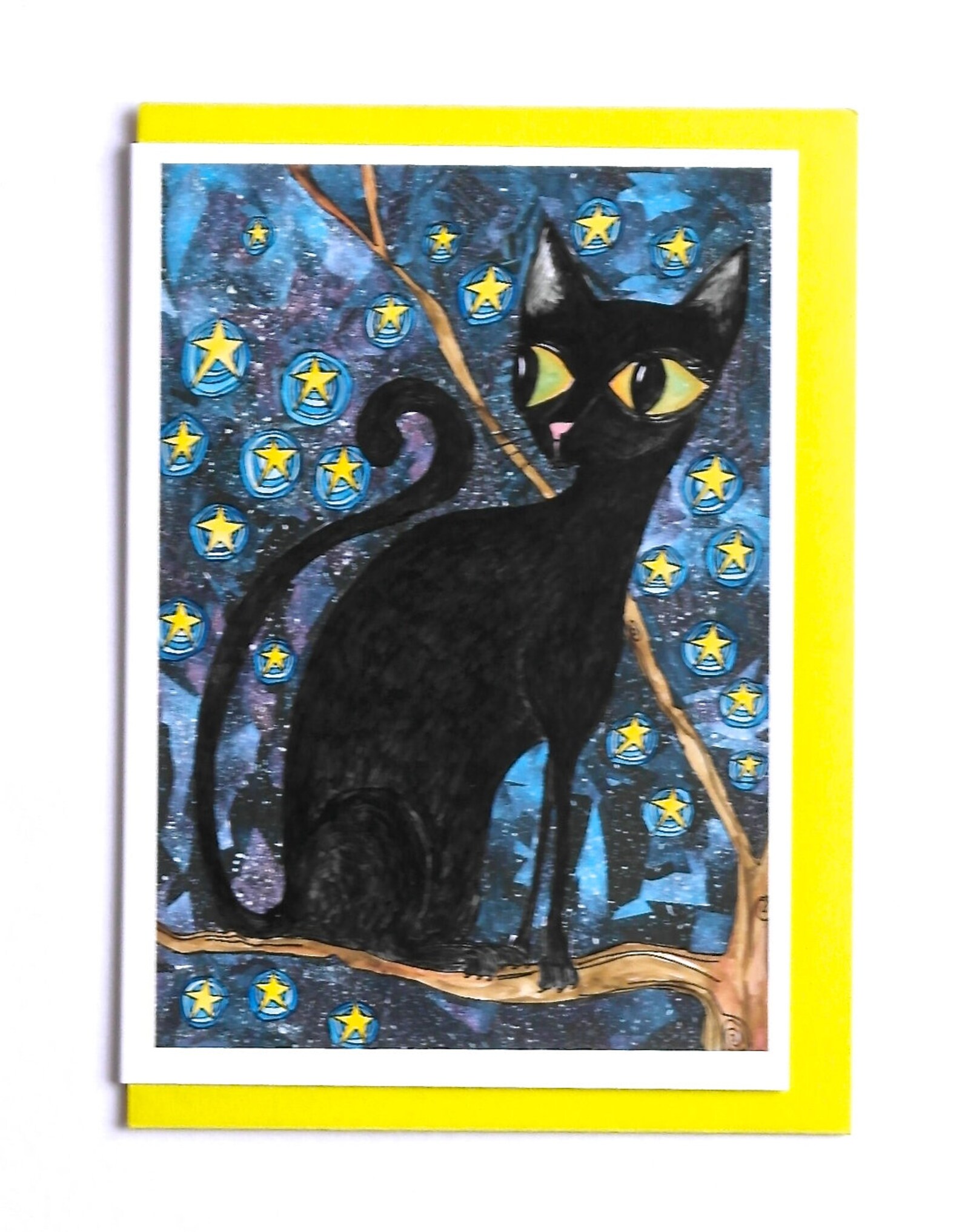 Cat Card Black Cat Card Cute Cat Card Illustrated Black Cat - Etsy UK