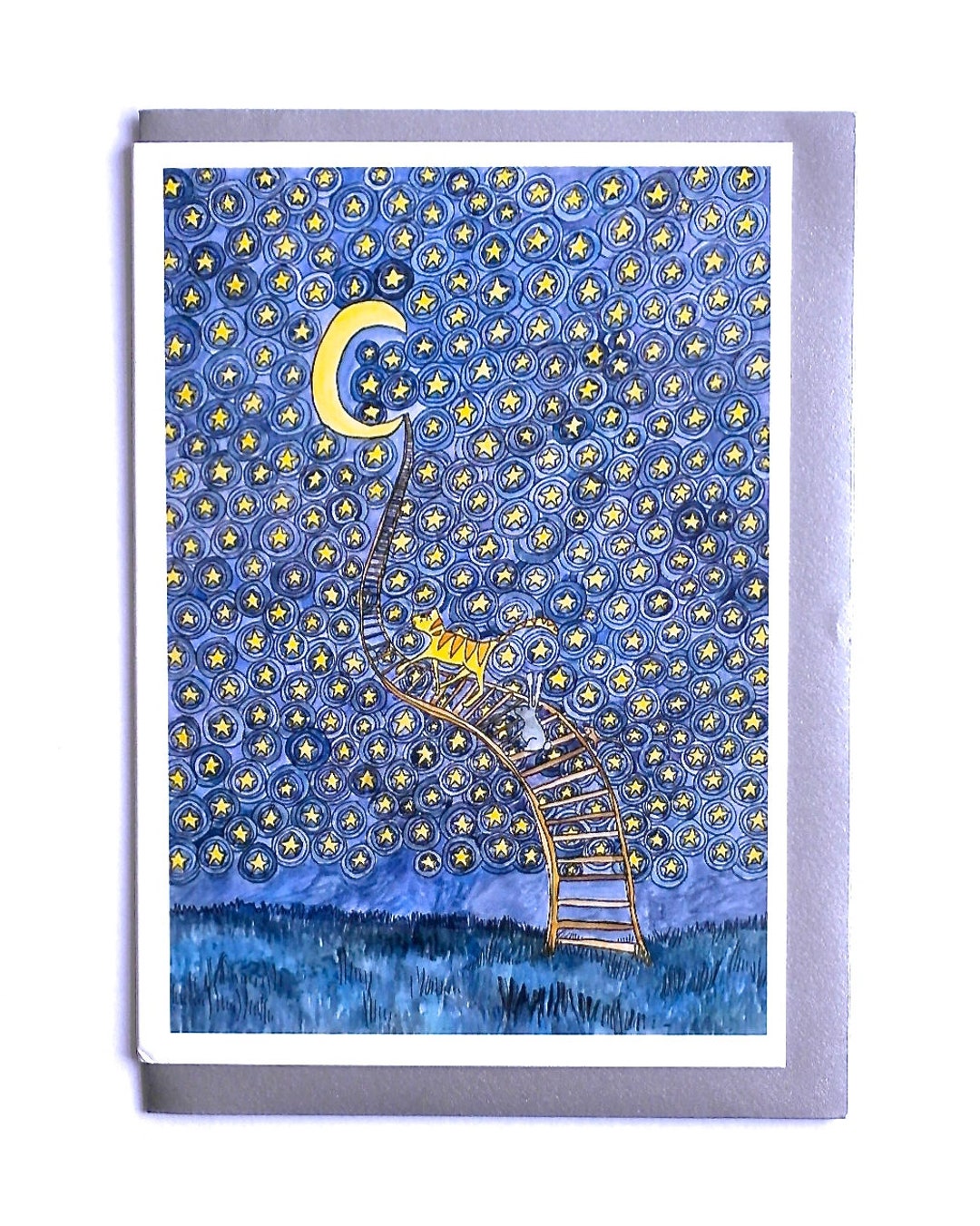Moon and Stars Card Ladder to the Moon Card Space Card - Etsy