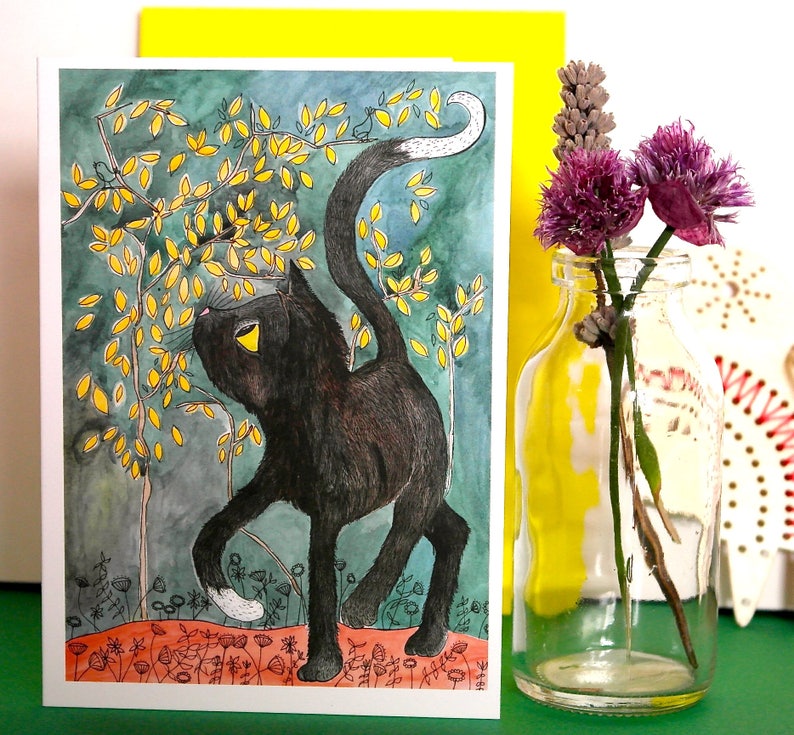 Cat Card, Kitten Card, Catkin Hand Illustrated Cat Card, Cute Cat Card ...