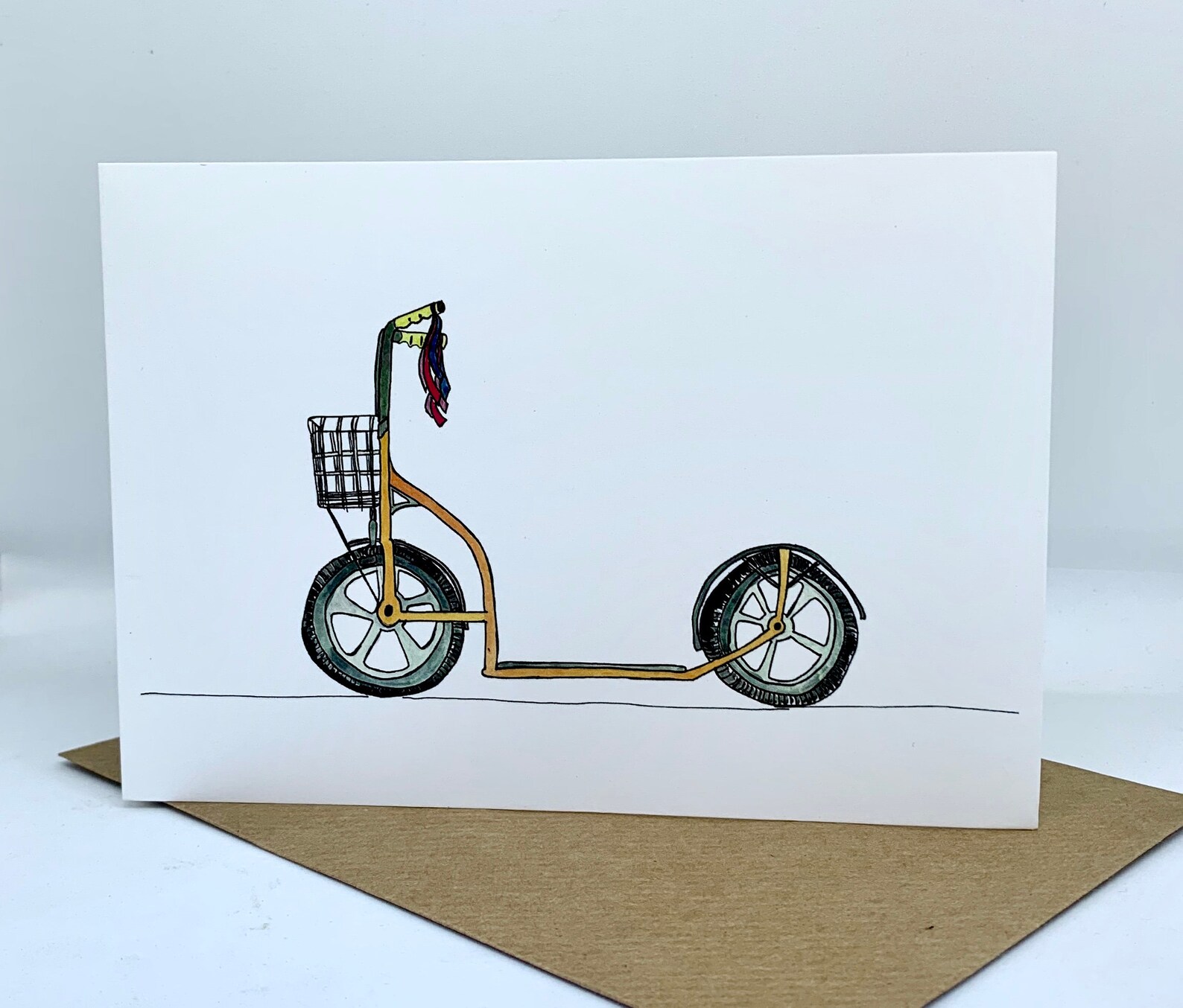 Scooter Card, Scooter Art, Illustrated Retro Scooter Card - Etsy