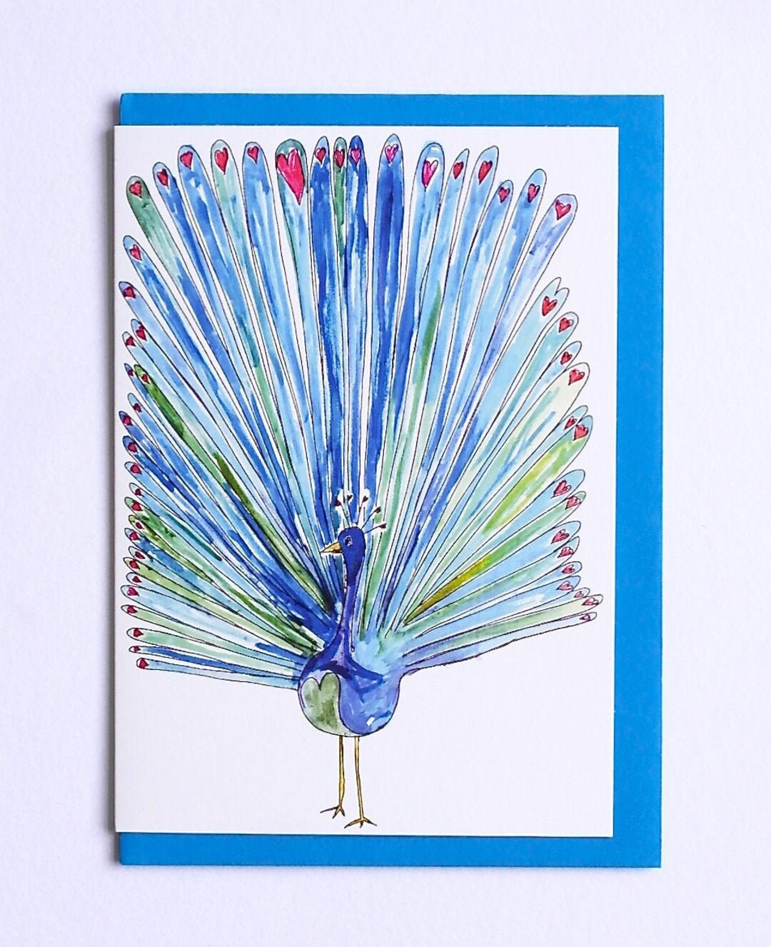 Peacock Card, Illustrated Peacock Card, Peacock of Love, Valentines ...