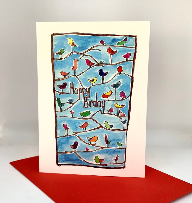 Bird Card Birthday Card Bird Birthday Card Happy Birday - Etsy