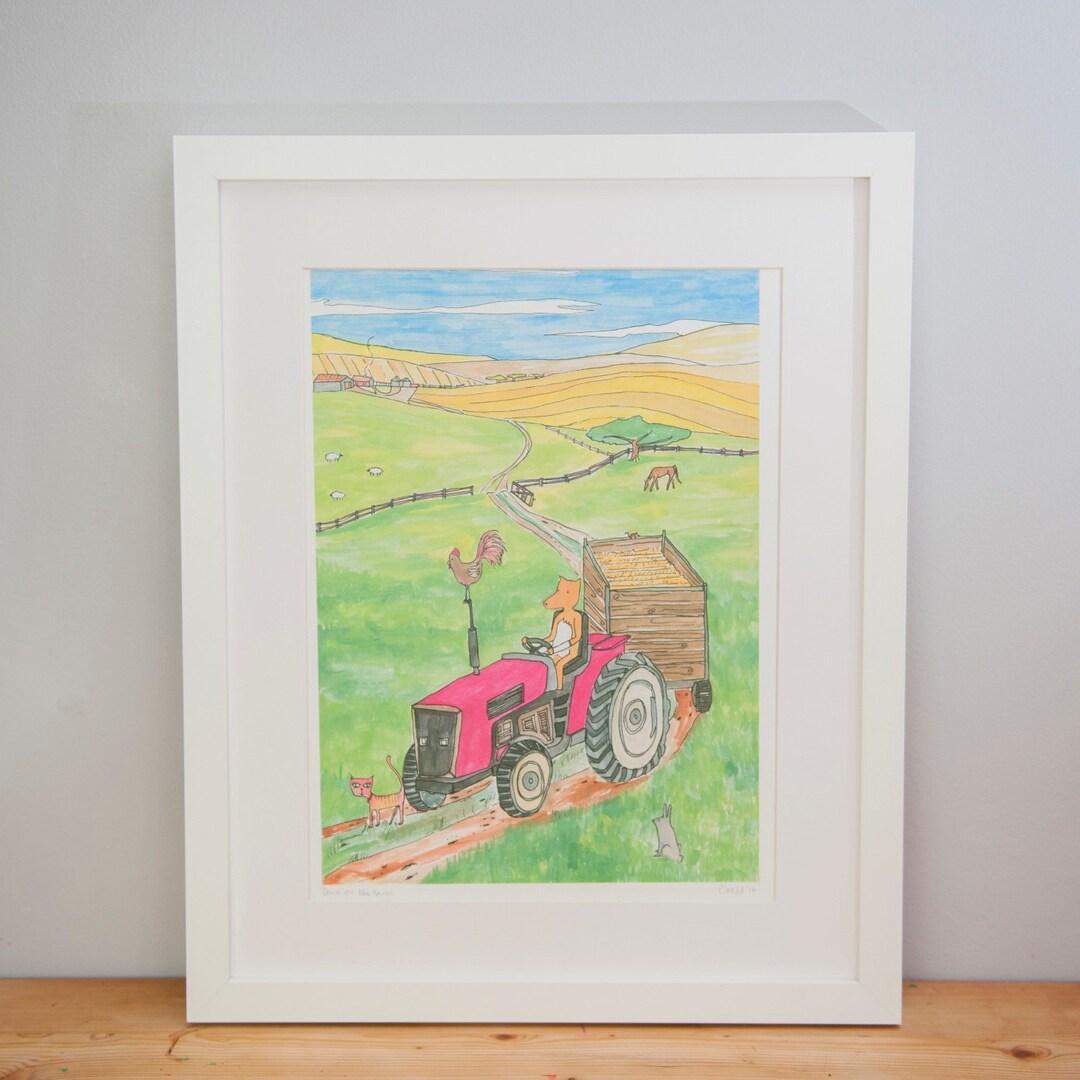 Farmyard Print, Down on the Farm Print, Fox Print, Fox Art, Nursery ...
