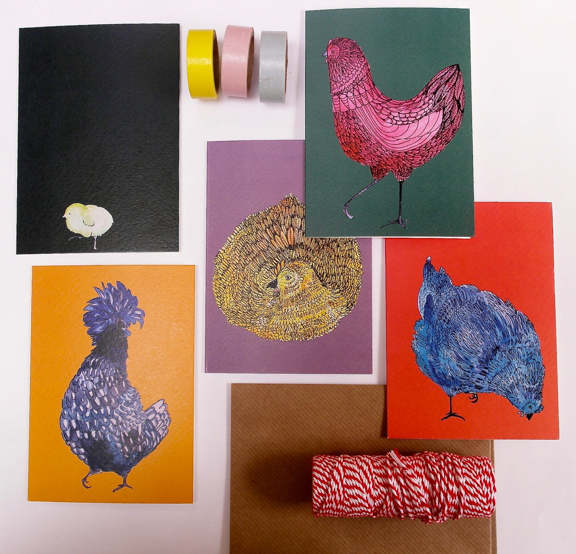 Chicken Card Illustrated Chicken Card 'florence' the - Etsy