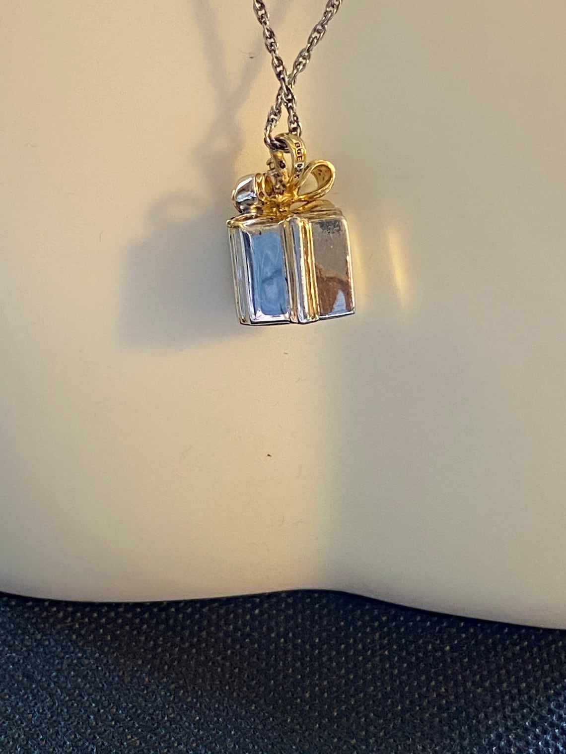 Sterling Silver BGE Necklace Wrapped Present With Small Diamond 24k GP ...