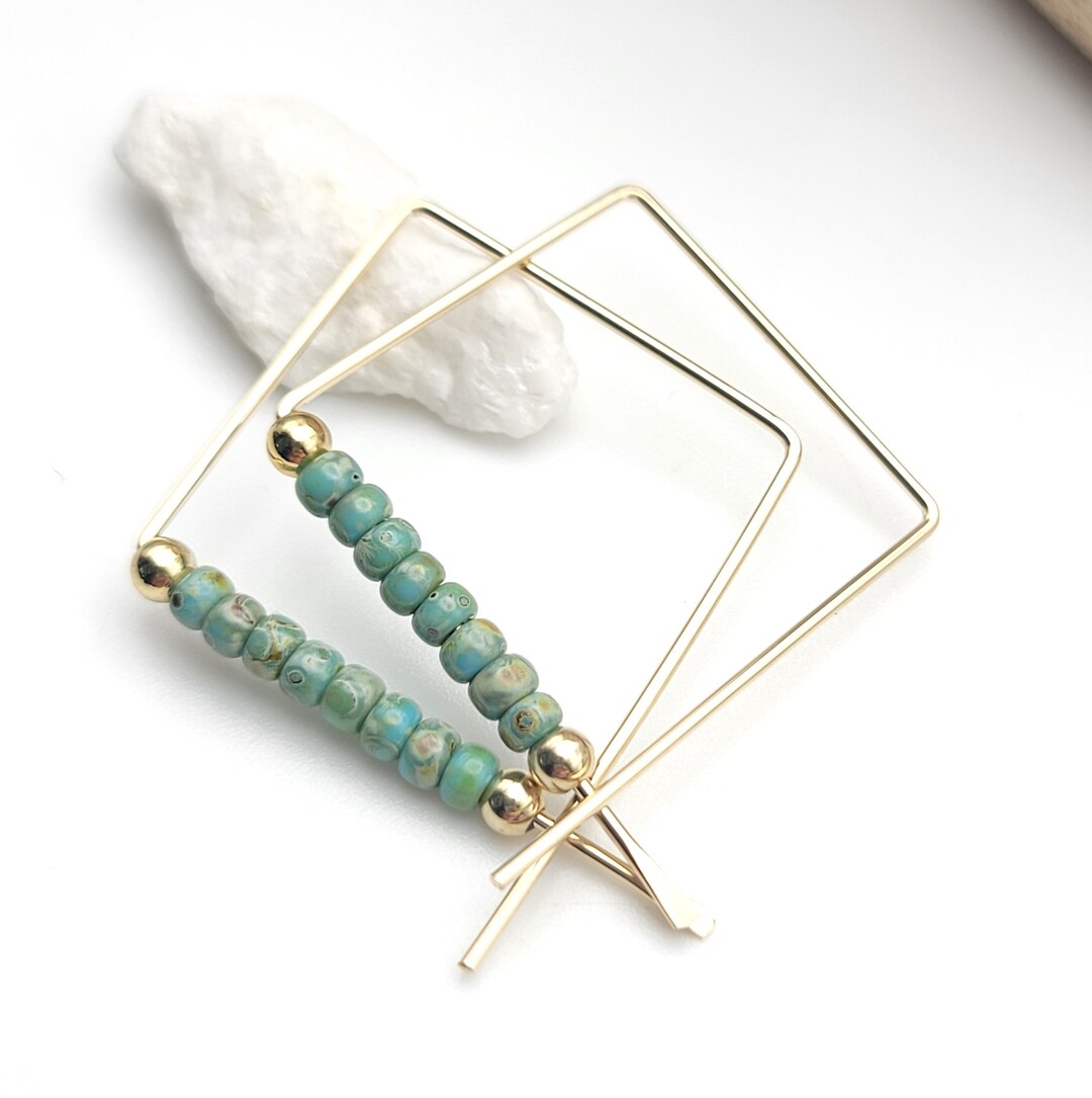 Handmade Square Gold Hoops 14K Gold Filled Wire Earrings - Etsy