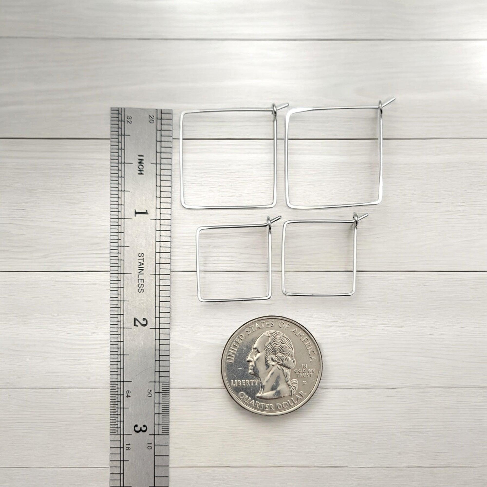Handmade Sterling Silver Square Hoop Earrings: Minimalist Hammered ...