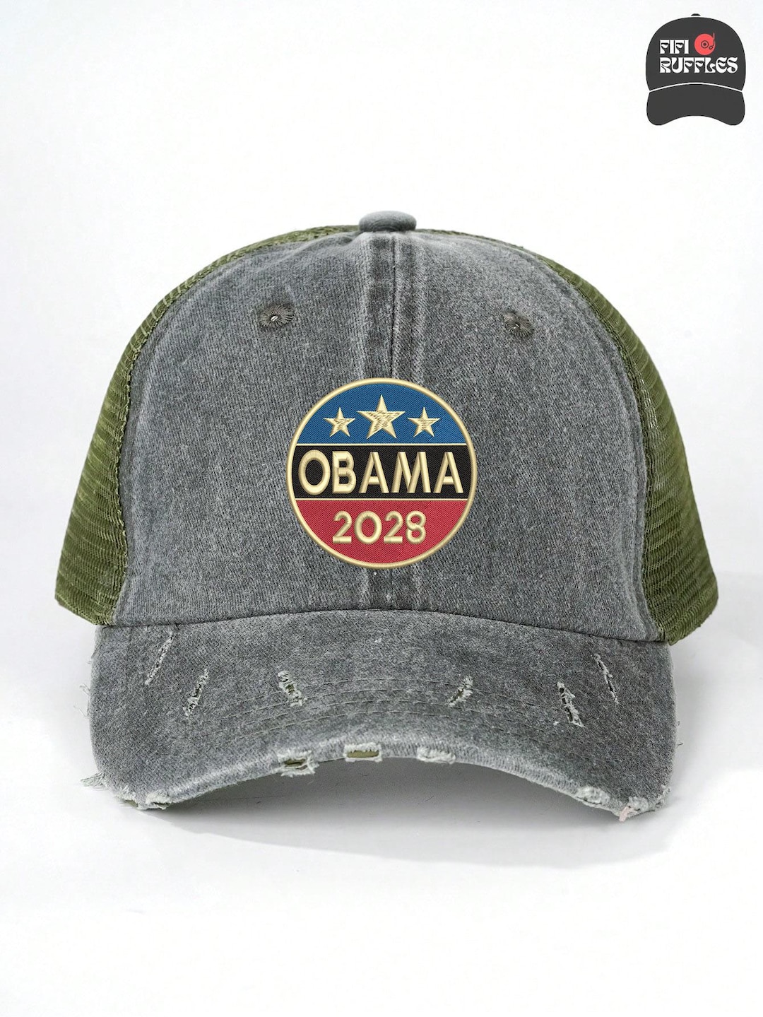 Vintage Obama 2028 Trucker Hat Embroidered Distressed Mesh Cap ...