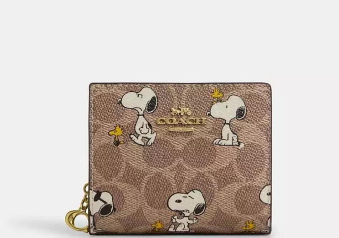 Peanuts Snap Wallet in Signature Canvas With Snoopy Print- New - Etsy