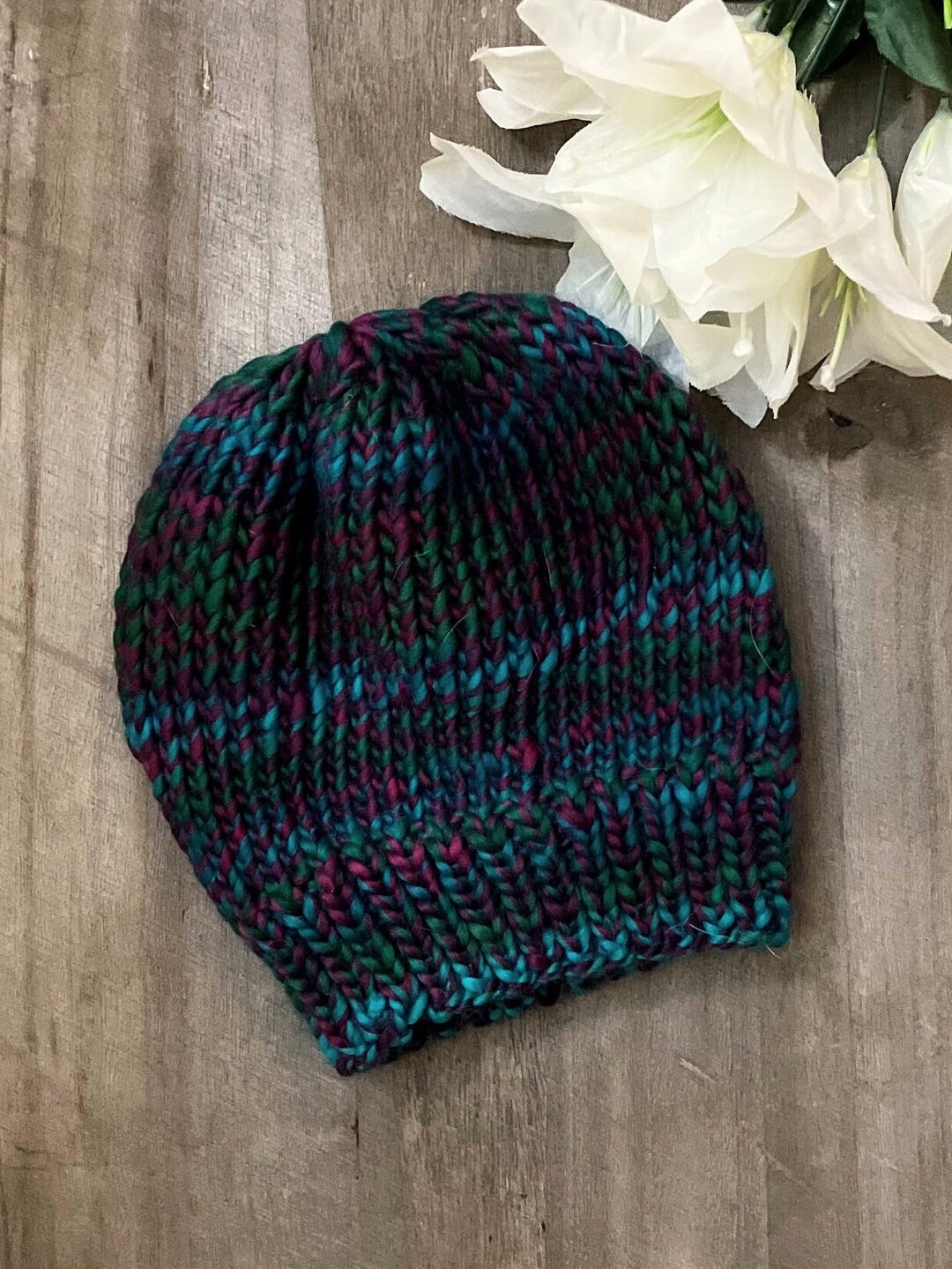 Handmade Knit Multi-colored Adult Hat | Ready to Ship - Etsy