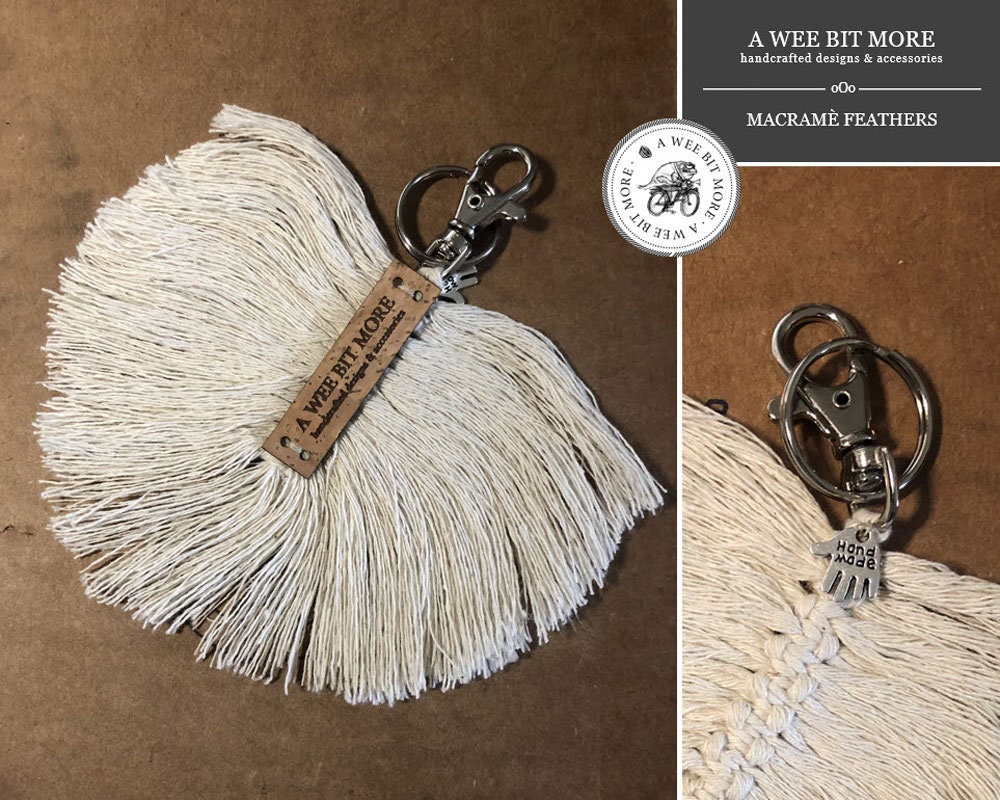 Macramé Feather Key Ring, Macramé Wall Art, Feather Key Ring ...