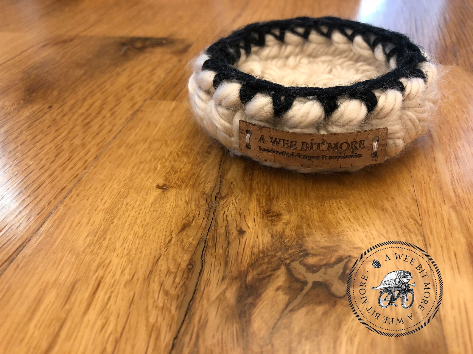 Basket Storage Vegan White With Black Top Wee Basket the - Etsy