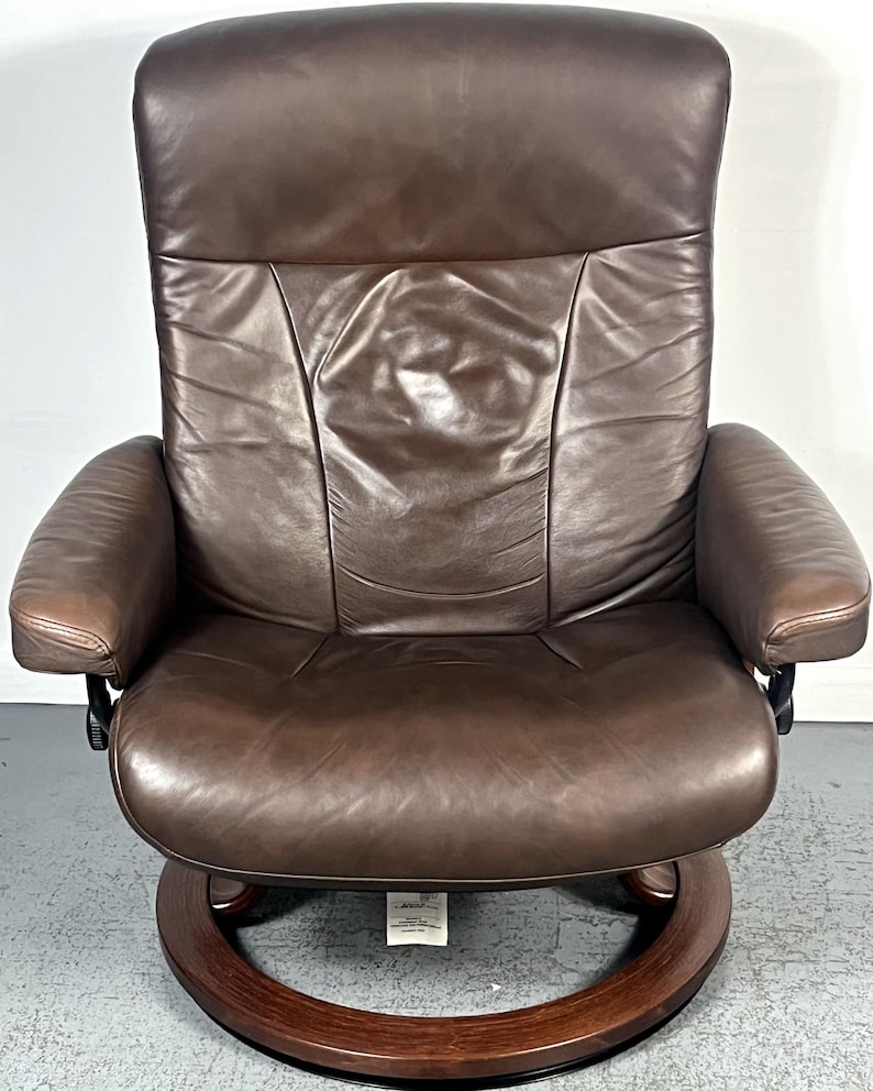 Ekornes Stressless Large Chocolate Leather Swivel Recliner & Ottoman ...