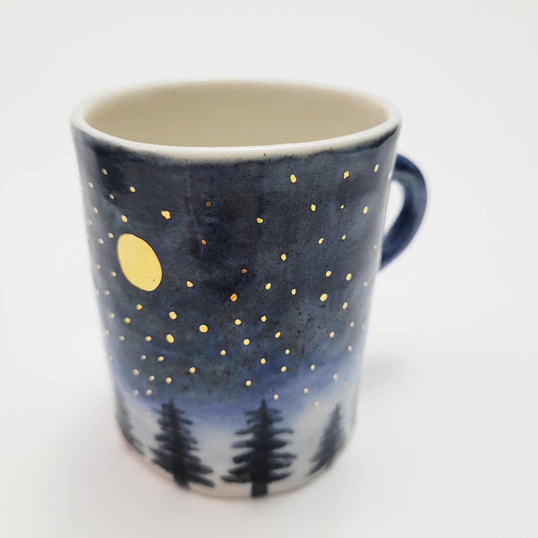 Porcelain Cup With Gold Details the Starry Sky / Unique Gift - Etsy