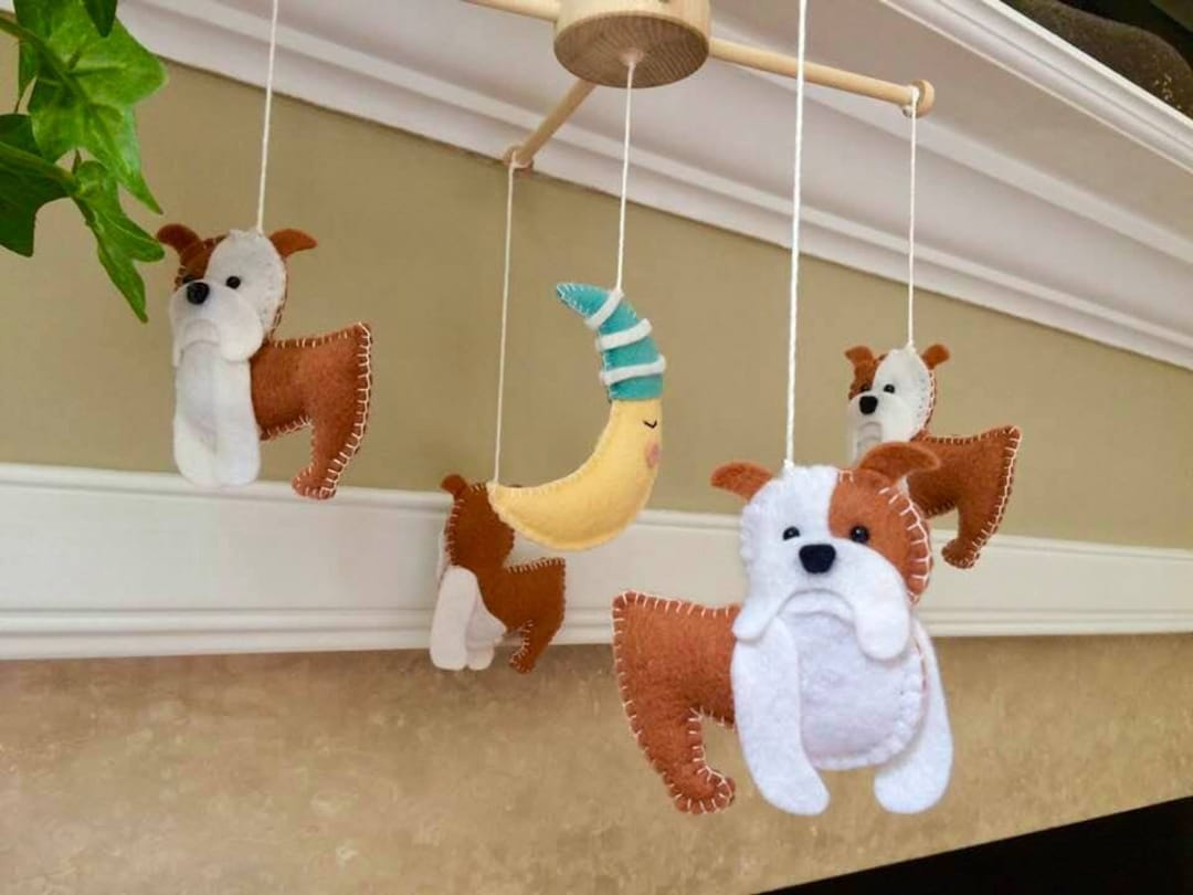 Cute Dog Baby Mobile, Puppy Mobile, Moon Mobile, Beagle, Golden, French ...
