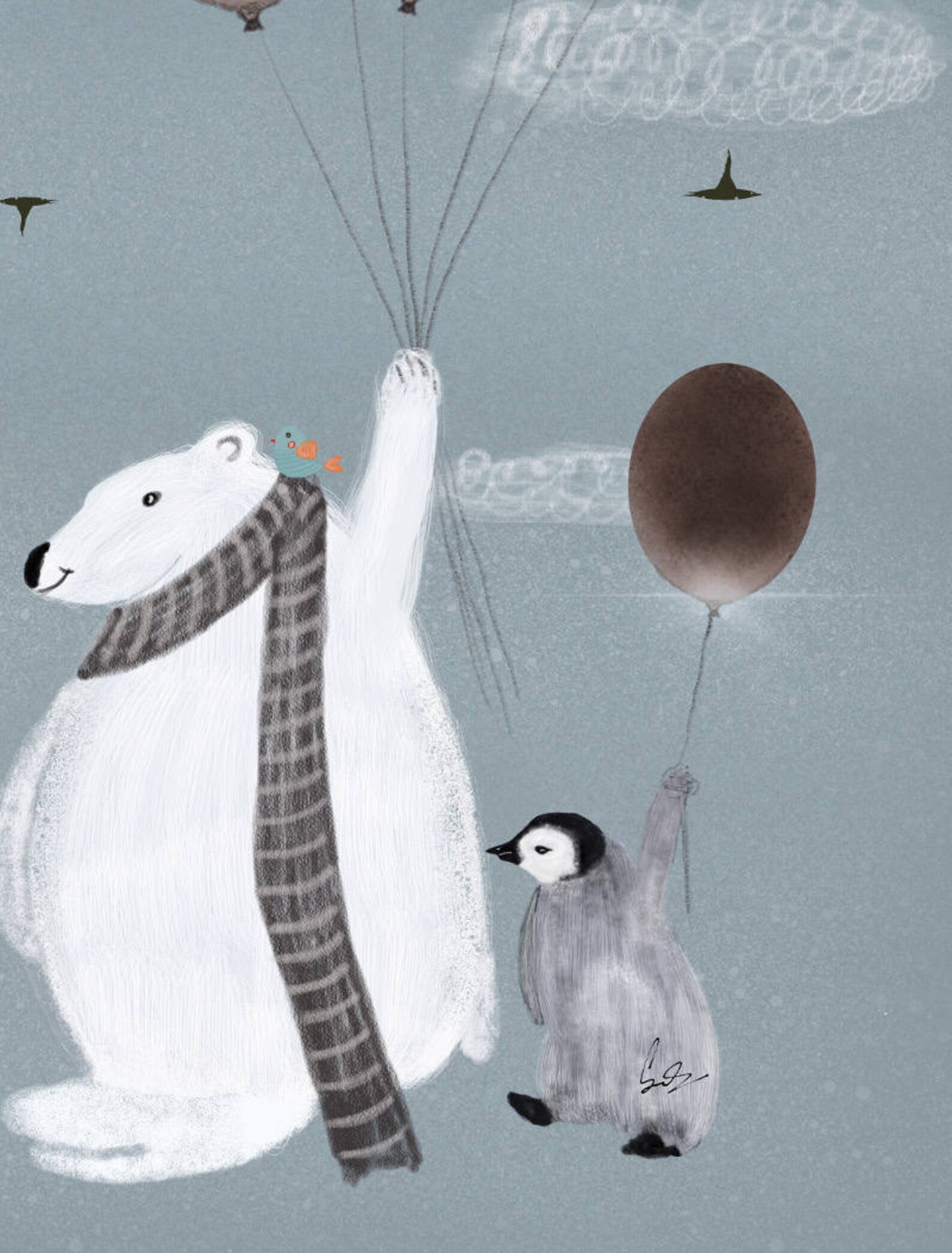 A Windy Day Nursery Wall Art Arctic Animals Adventure | Etsy