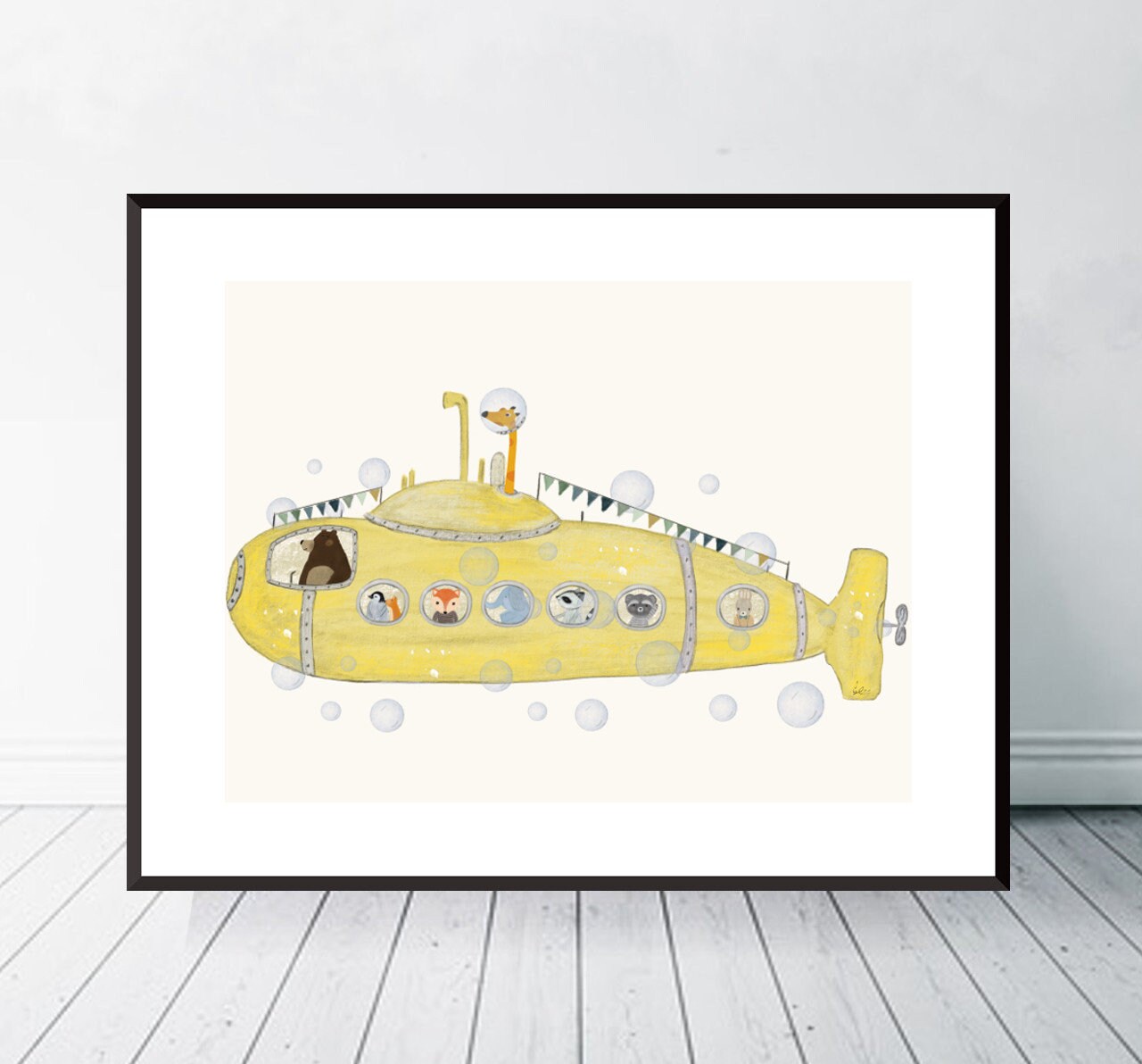 Little Yellow Submarine. Childrens Wall Art Nursery Prints | Etsy