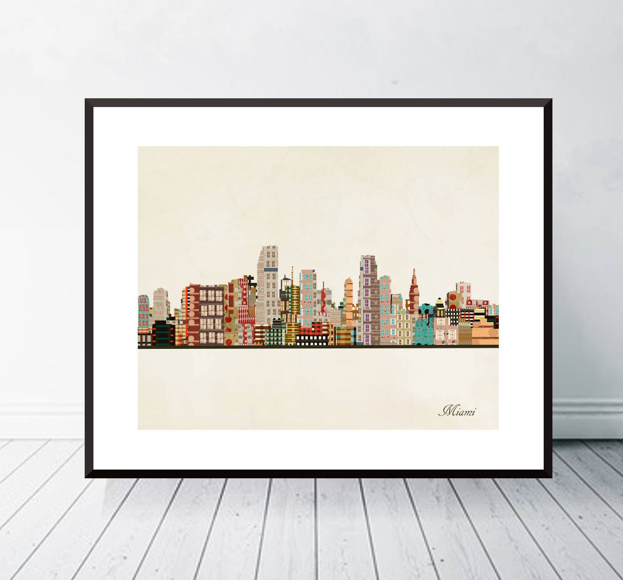 Miami Skyline. Miami Florida Skyline Miami City Print Miami - Etsy