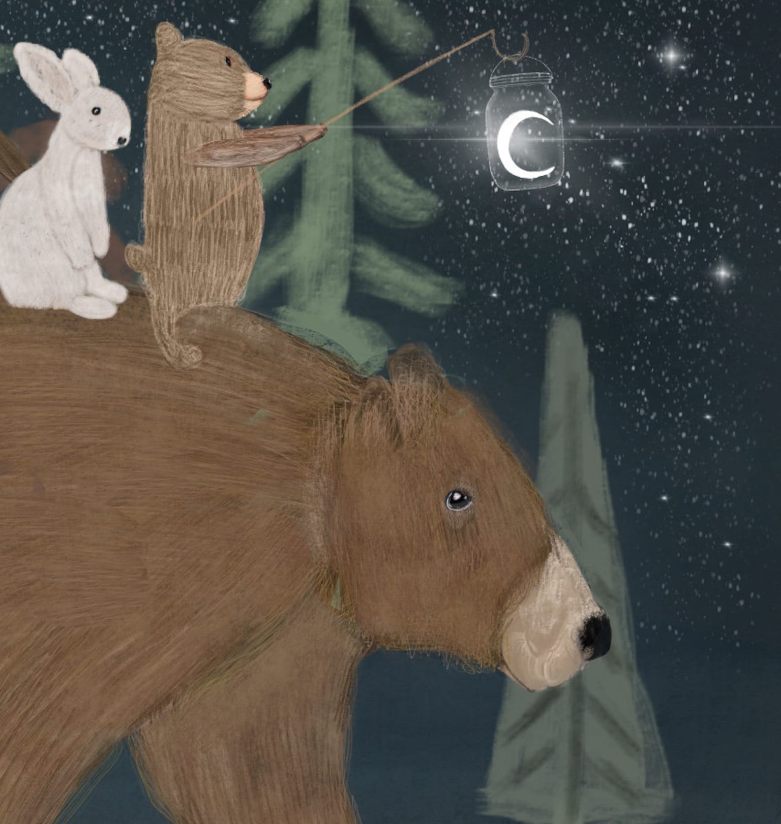 The Moon Bear. Nursery Art Children's Wall Art Neutral - Etsy