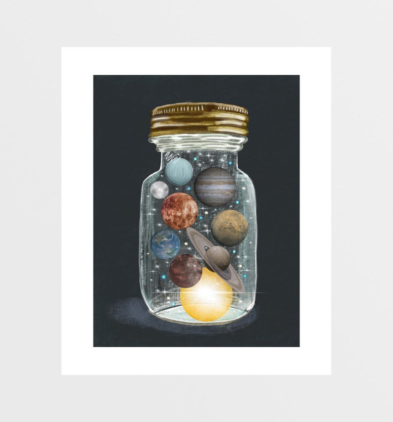 Galaxy Jar. Solar system print Solar system poster Solar | Etsy
