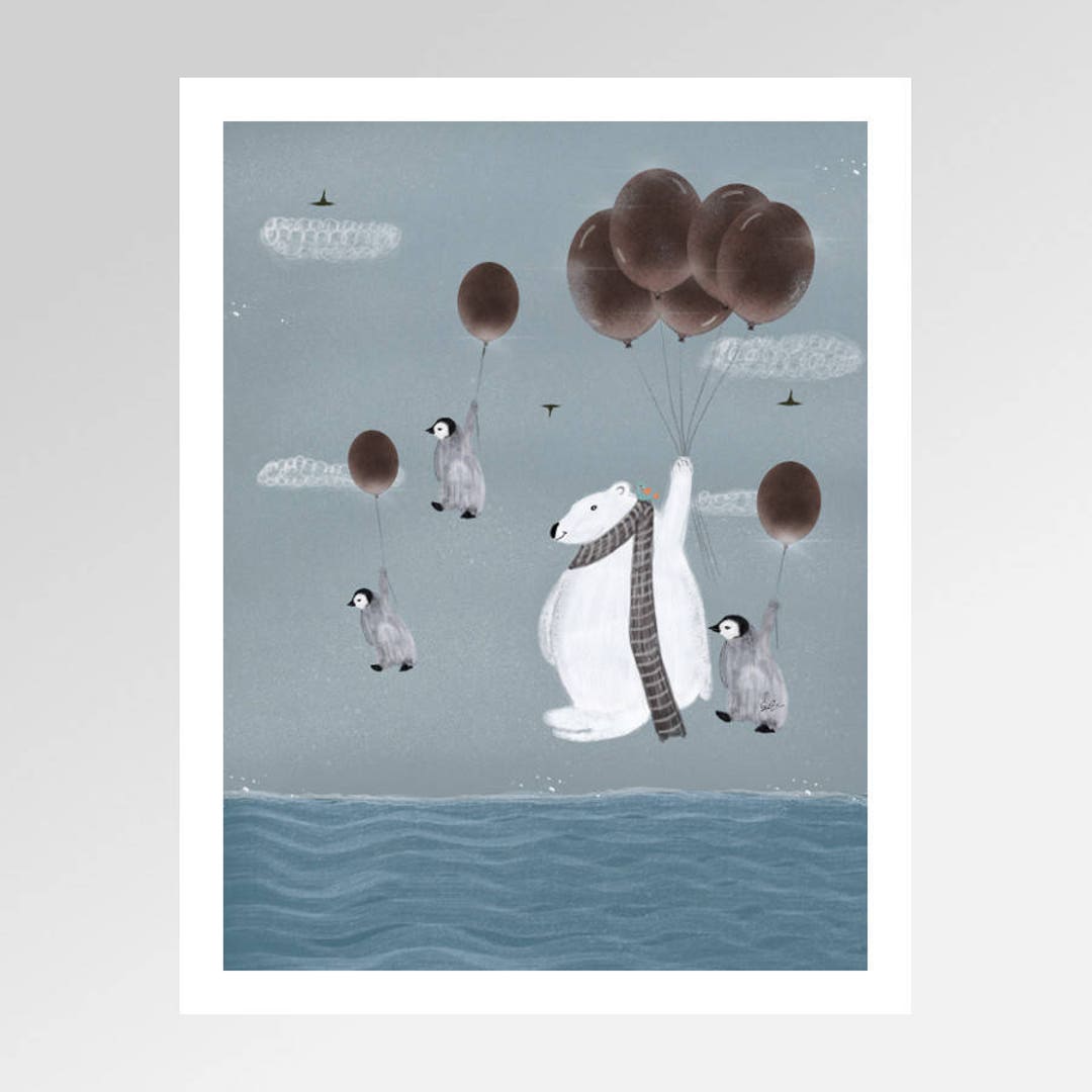 A Windy Day, Nursery Wall Art, Arctic Animals, Adventure Theme ...