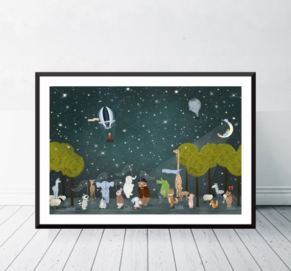 Little Falling Stars. Nursery wall art Children's wall | Etsy