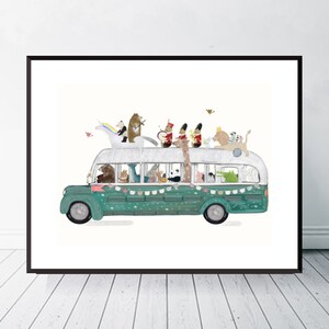 Adventure Bus. Nursery Art, Children's Wall Art, Adventure Theme ...