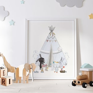 Bunny Tipi. Nursery Art, Children's Wall Art, Music Theme, Cute ...