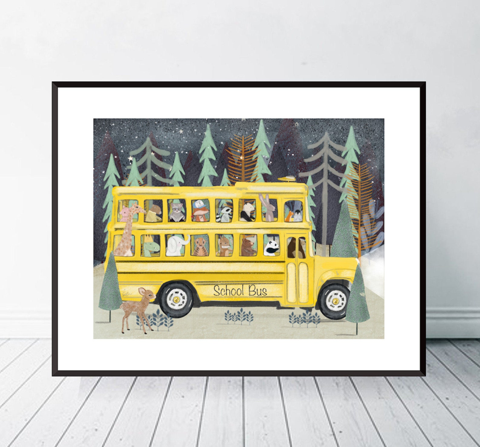 The Big School Bus. Nursery Art Children's Wall Art - Etsy