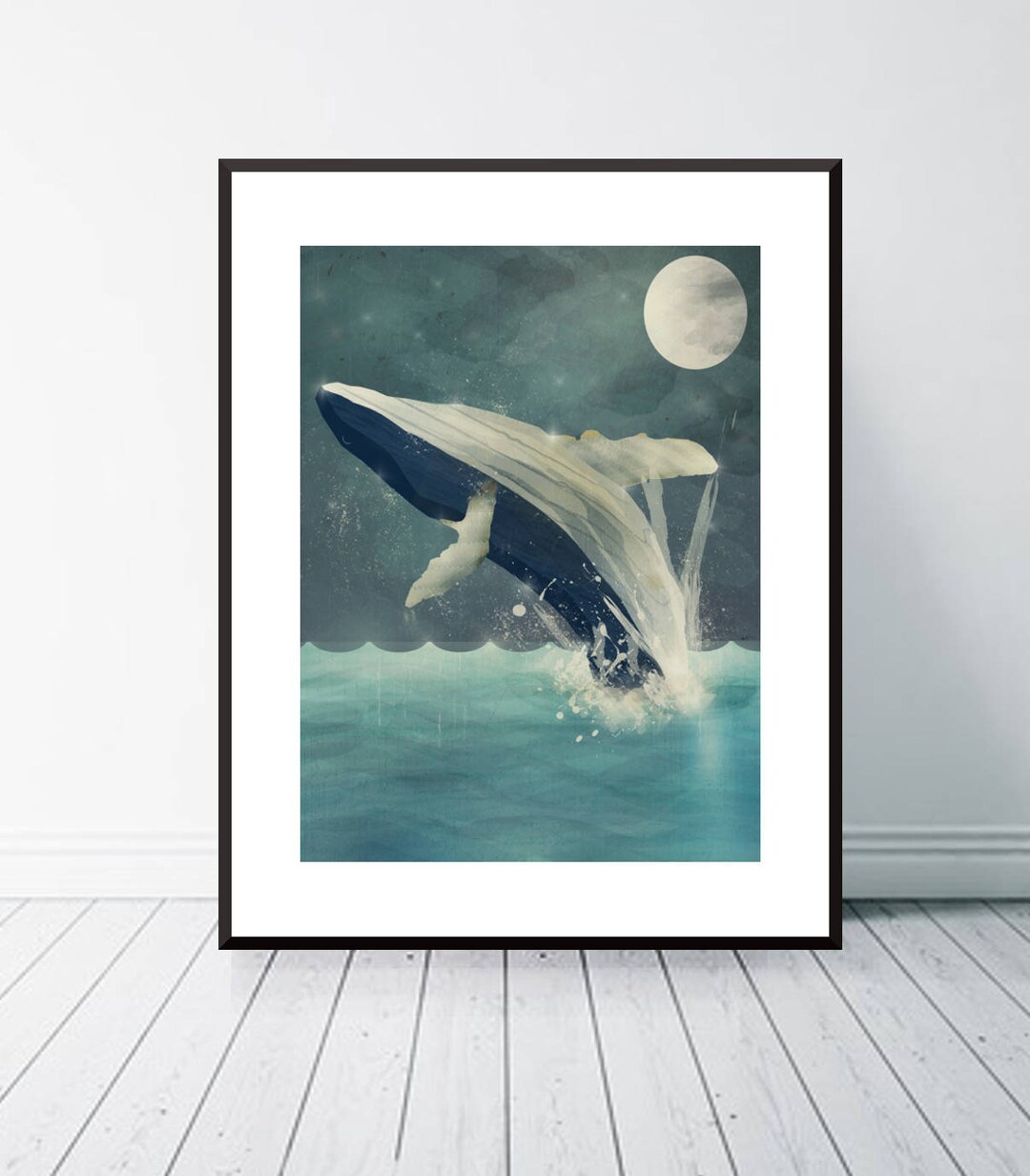 Night Swimming.blue Whale Print.nature Wall Art.neutral Nursery Art ...