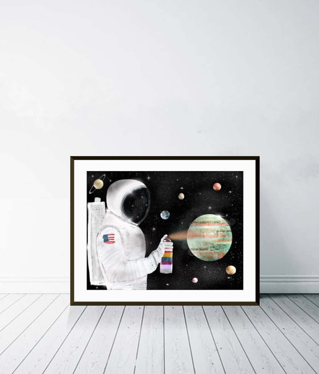 Space Graffiti. Solar System Print, Space Wall Art, Retro Space Art ...
