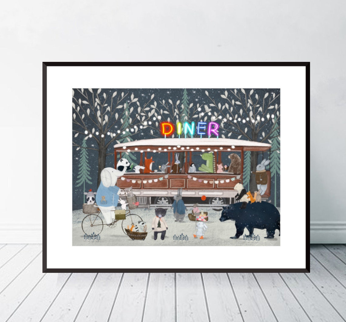 Little Diner. Nursery Art Children's Wall Art Reading - Etsy