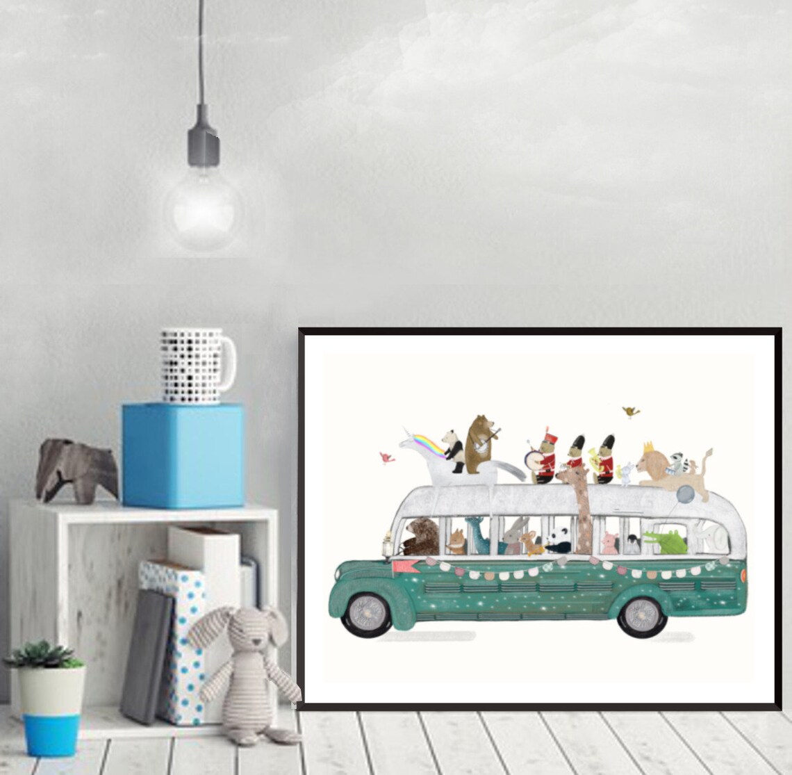 Adventure Bus. Nursery Art Children's Wall Art Adventure - Etsy